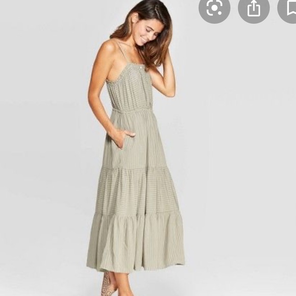 Target | Dresses | Green Striped Midi Dress | Poshmark